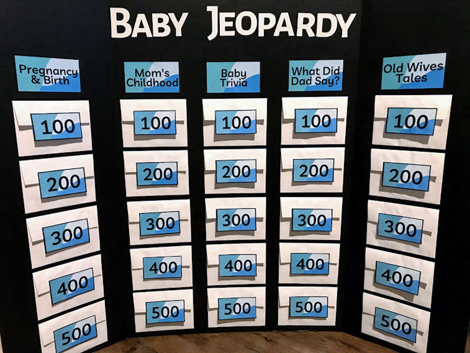 Blue Baby Jeopardy Game L Printable Baby Jeopardy Board L - Etsy