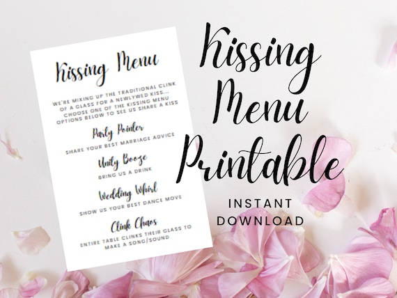 Kissing Menu Wedding Reception Harvey's Experience Wedding Package