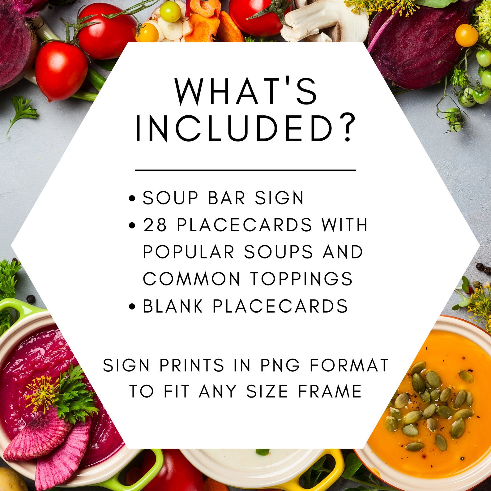 Soup Bar Sign and Placecards L Cursive Buffet Sign - Etsy