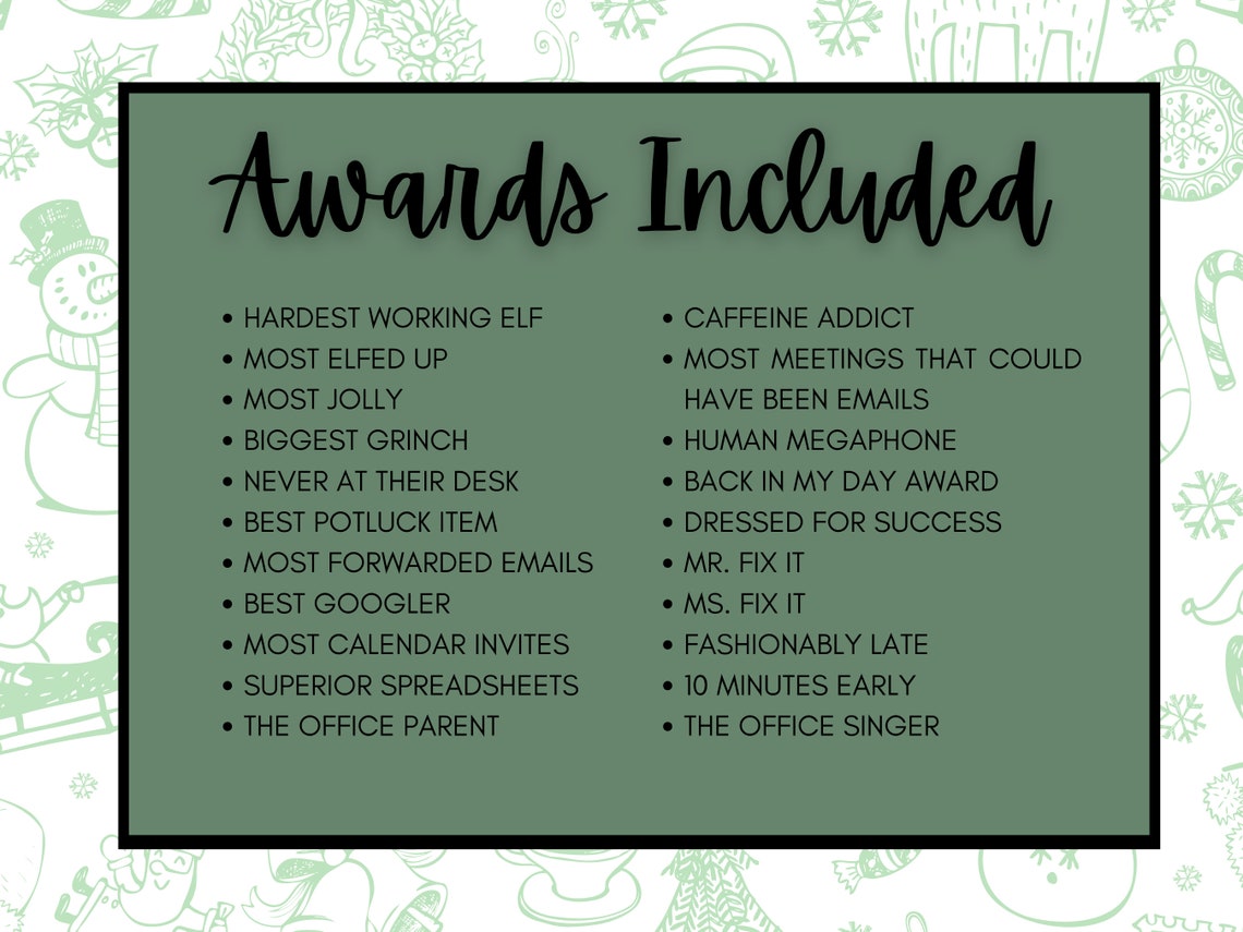 Office Holiday Party Awards L Printable Work Party Awards L Work ...
