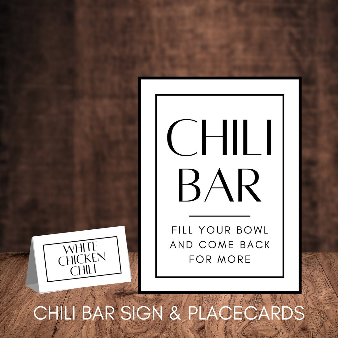 Chili Bar Sign & Placecards L Buffet Signs - Etsy