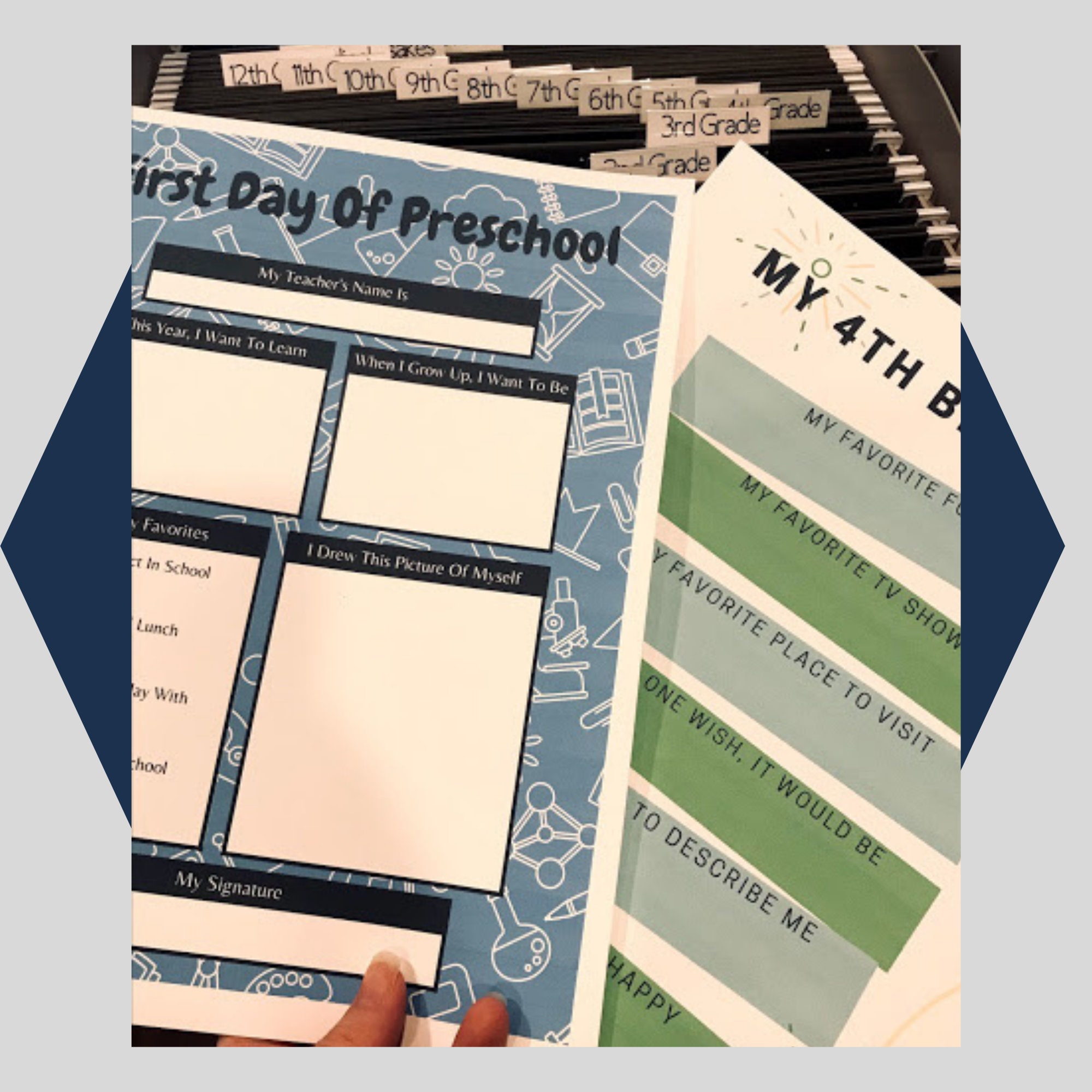 Milestone Box Printable Questionnaires l First Day of School | Etsy