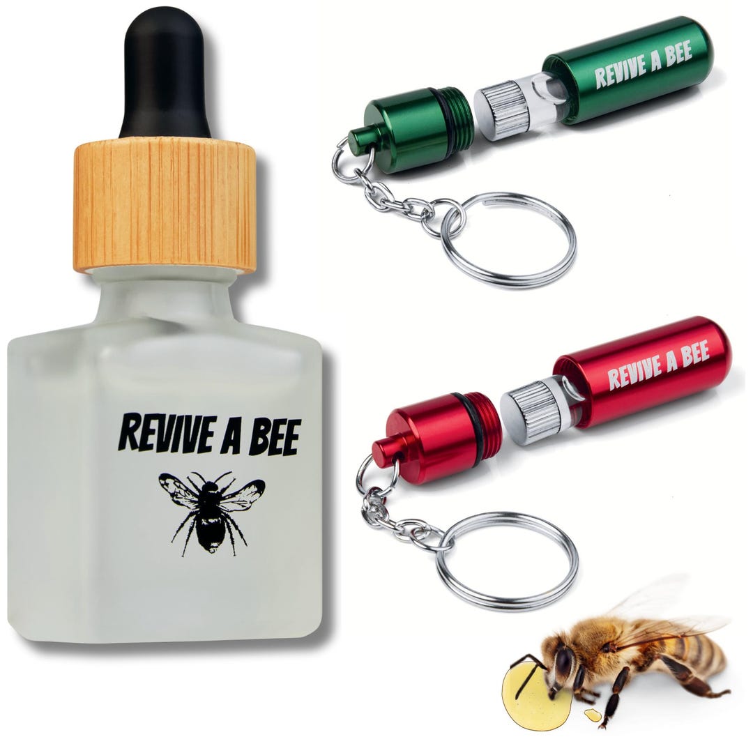 Revive a Bee Gift Box 2 X Bee Revival Kit Keyrings 1x Refill Bottle ...