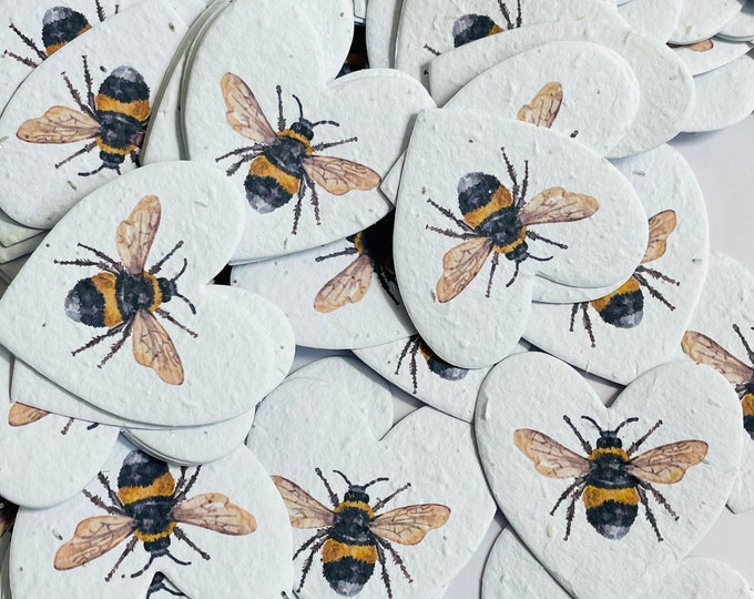 50 Seed Paper Bee Hearts Plantable Eco Friendly Confetti Wedding Party ...
