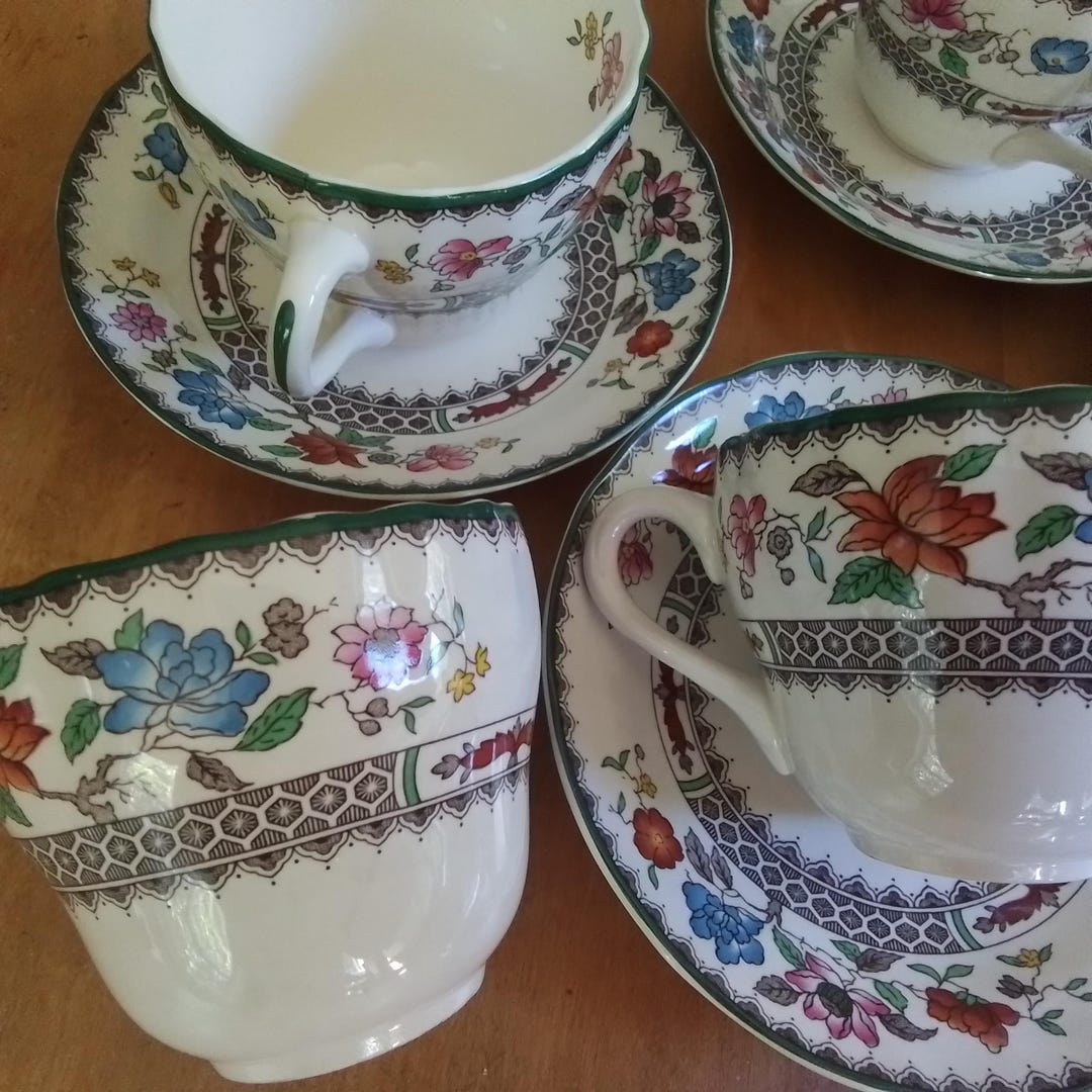 SPODE 1970s China Rose Pattern Tea Cups Saucers - Etsy