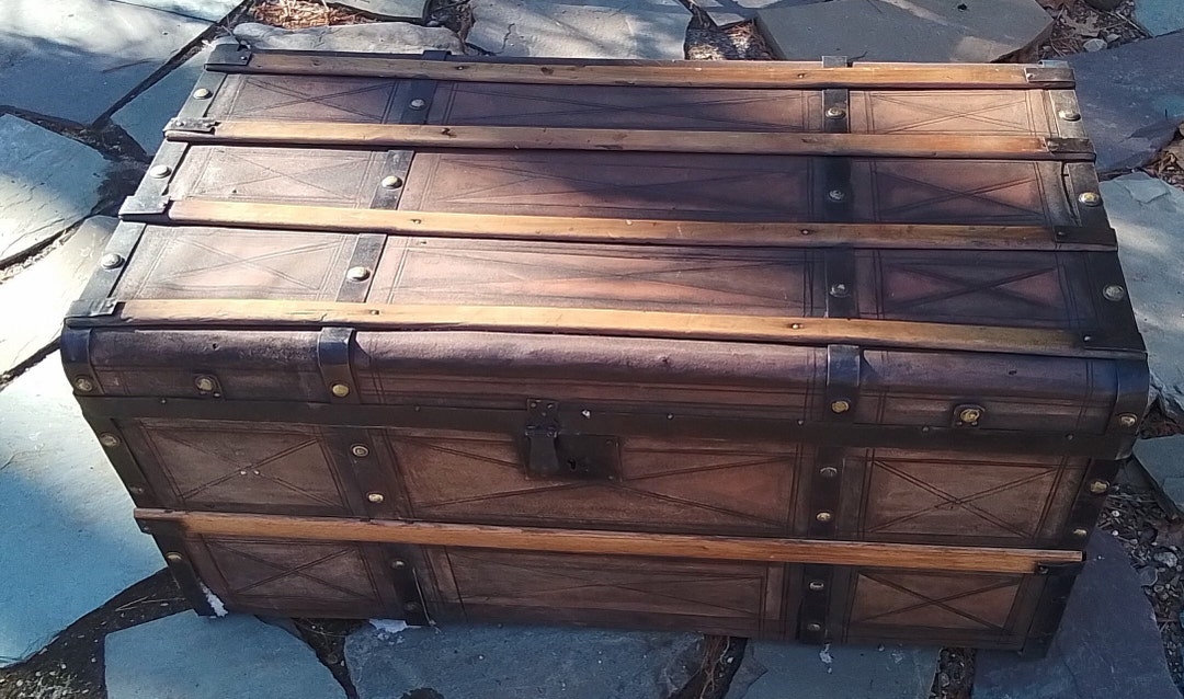 Restored Pine and Leather 1800's Trunk - Etsy