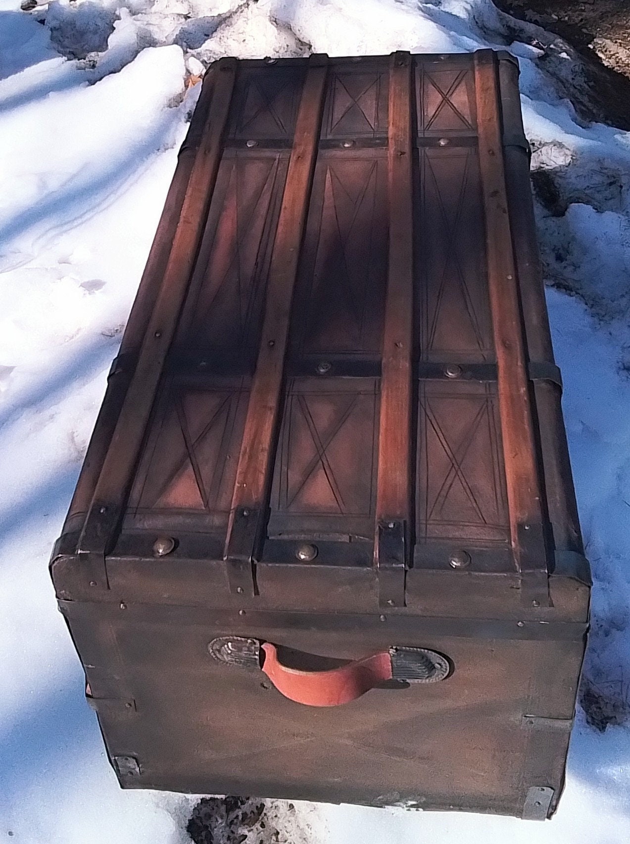 Restored Pine and Leather 1800's Trunk - Etsy