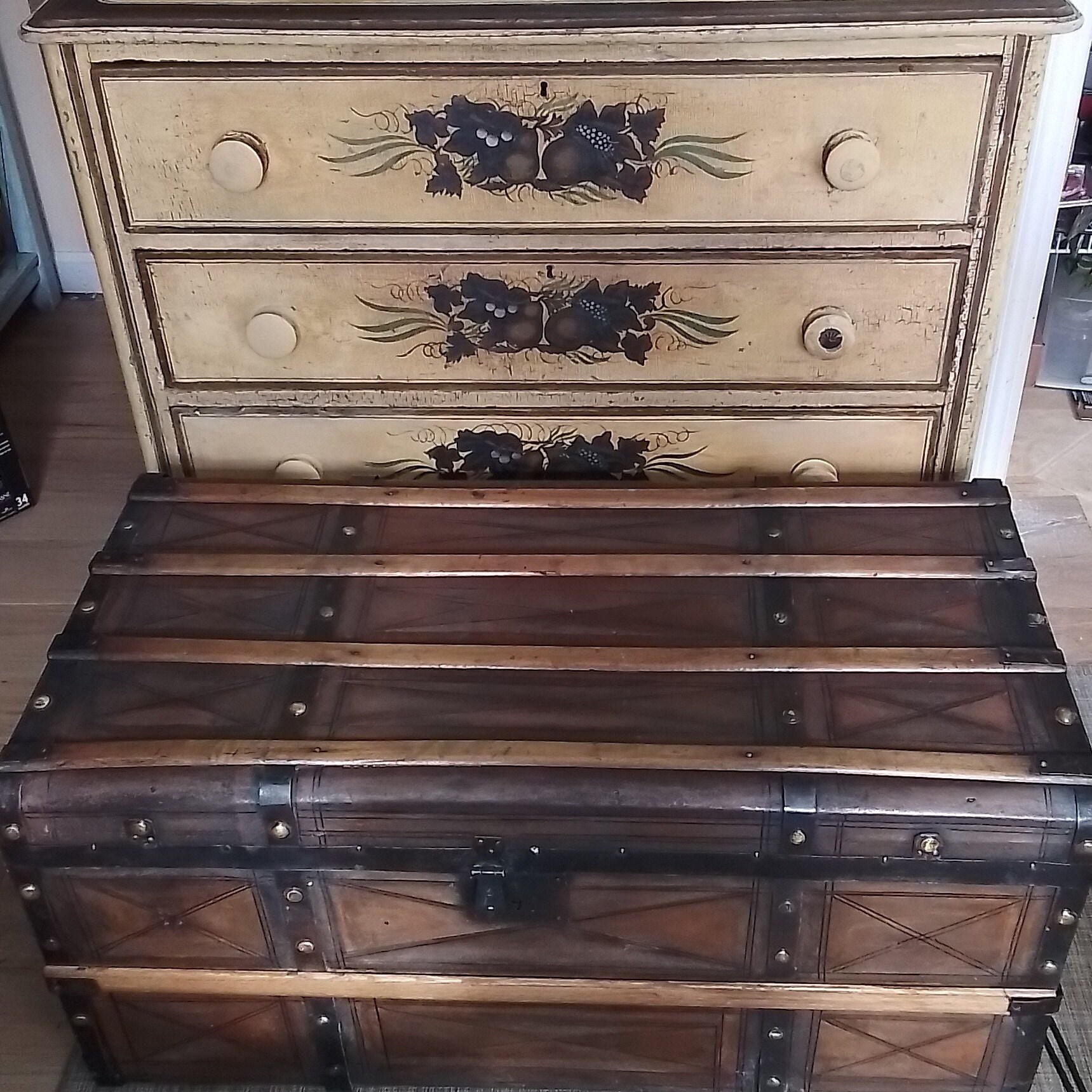 Restored Pine and Leather 1800's Trunk - Etsy