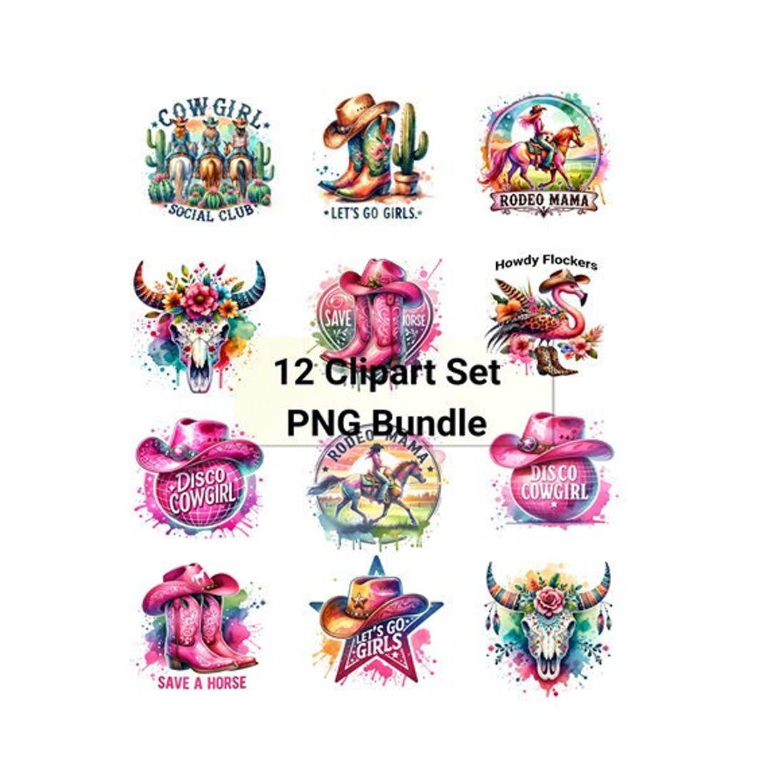 Cowgirls Clipart Bundle Set, Cowgirls Western Country PNG Designs ...