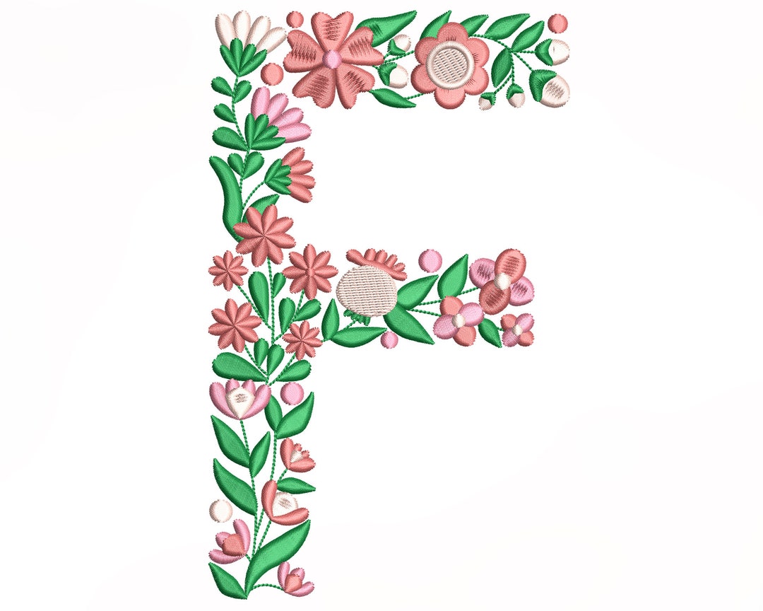 Flower Alphabet Letter F Embroidery Design, Machine Embroidery Design ...