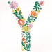 Flower Alphabet Letter Y Embroidery Design, Machine Embroidery Design ...