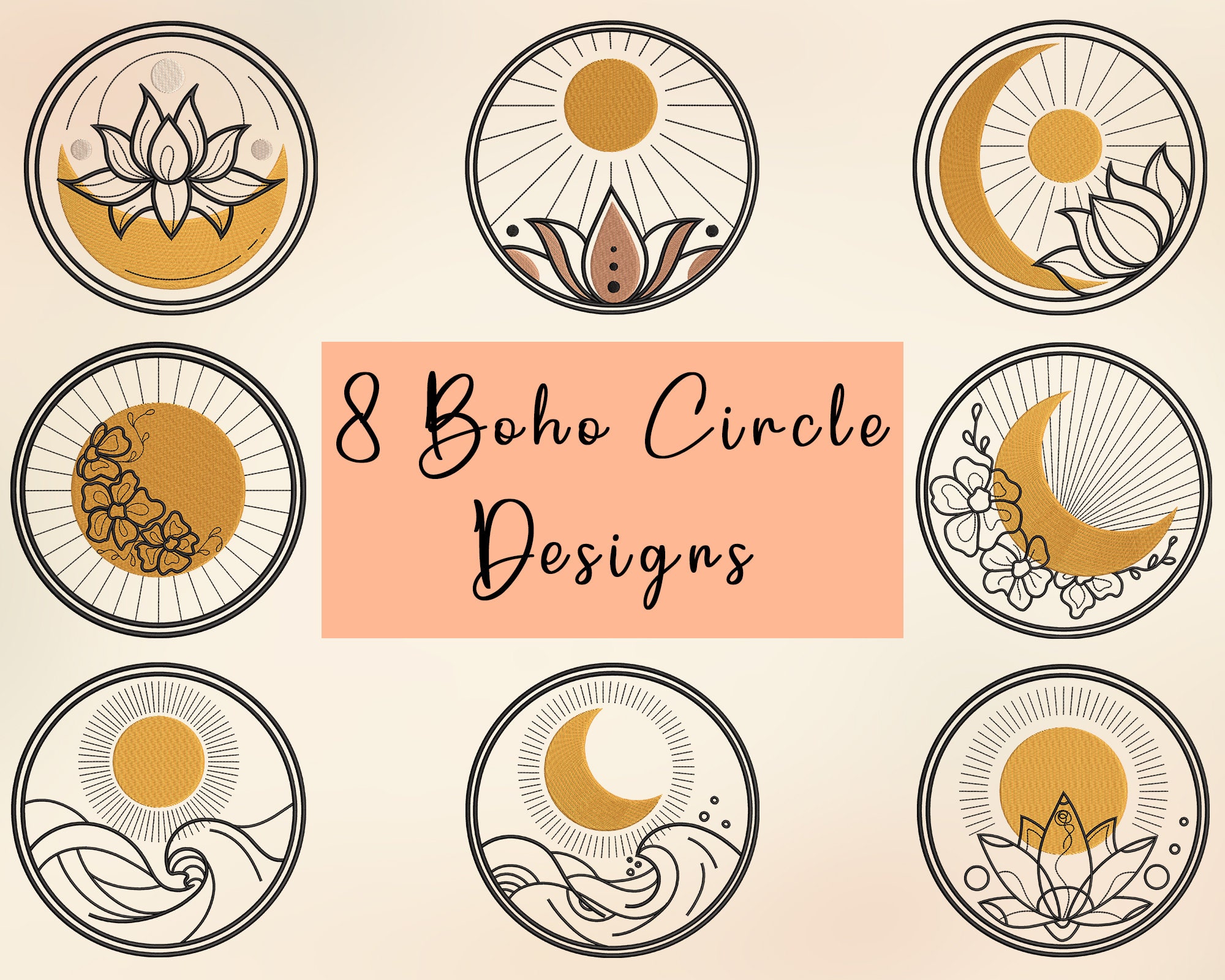 8 Boho Circle Embroidery Designs Machine Embroidery Designs | Etsy