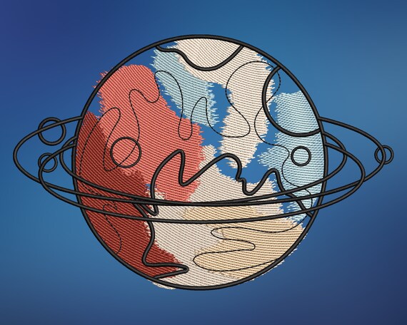 Stylized Planet Embroidery Design Machine Embroidery Design | Etsy