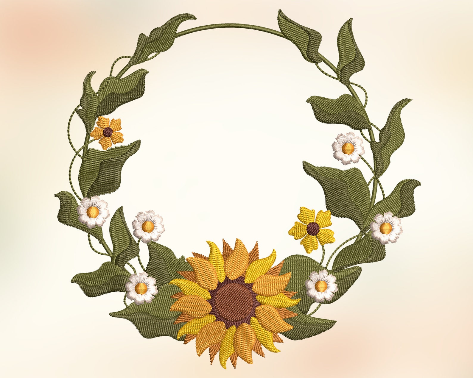 8 Sunflower Wreath Embroidery Designs, Machine Embroidery Designs ...