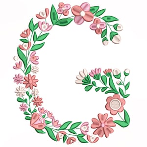 Flower Alphabet Letter G Embroidery Design, Machine Embroidery Design ...