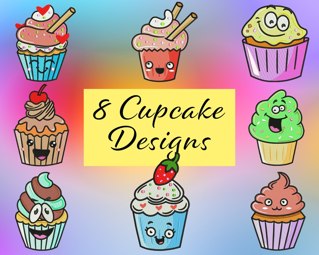 8 Cupcake Embroidery Designs, Machine Embroidery Designs, Embroidery ...
