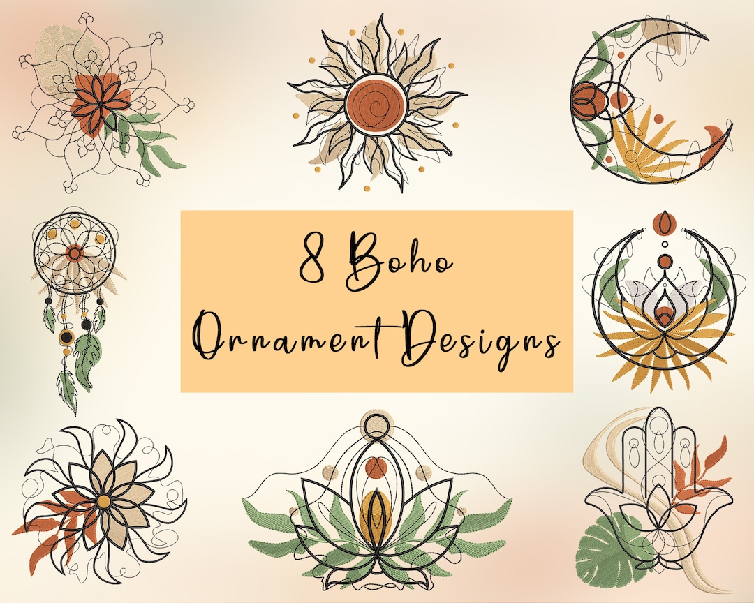 8 Boho Ornament Embroidery Designs, Machine Embroidery Designs ...
