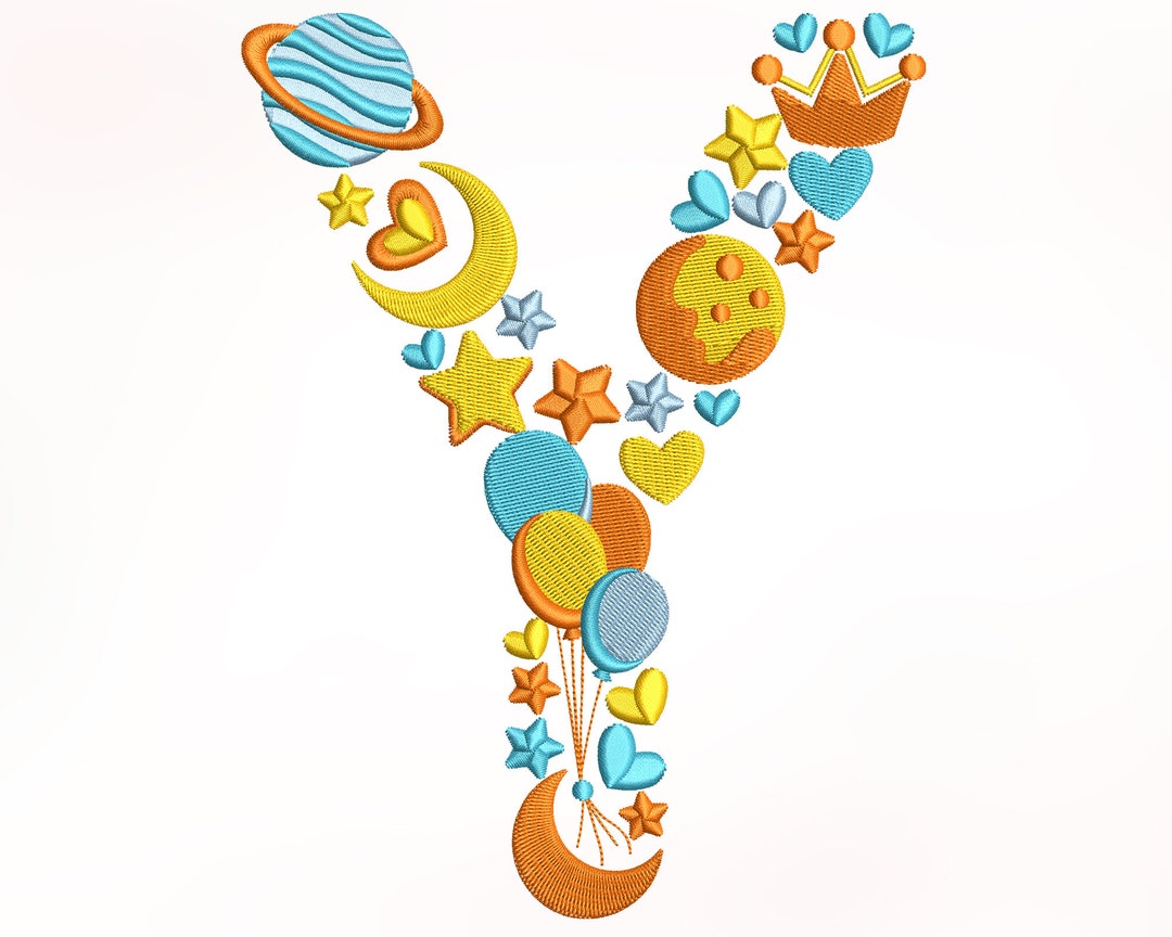 Flower Alphabet Letter Y Embroidery Design, Machine Embroidery Design ...
