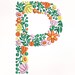 Flower Alphabet Letter P Embroidery Design, Machine Embroidery Design ...