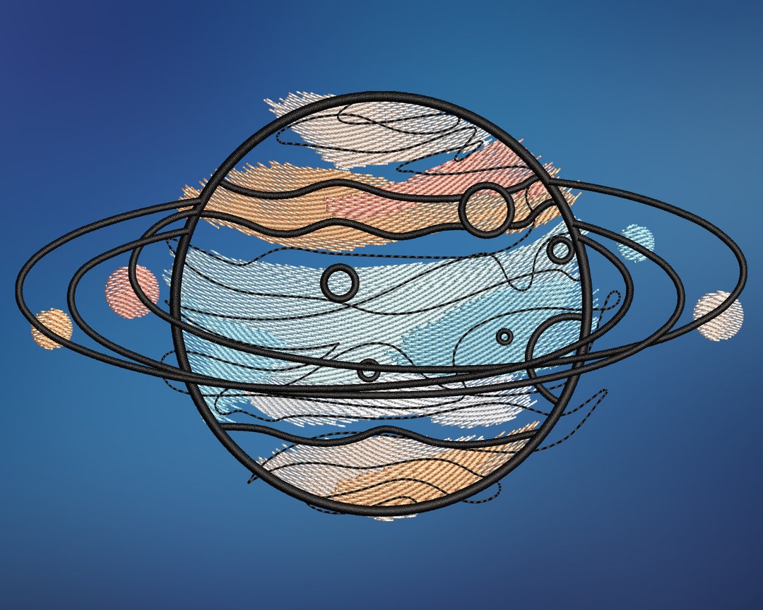 Stylized Planet Embroidery Design, Machine Embroidery Design ...