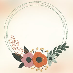 Flower Frame Embroidery Design, Machine Embroidery Design, Embroidery ...