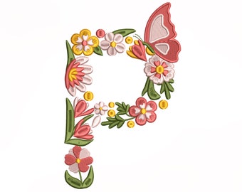 Flower Alphabet Letter R Embroidery Design, Machine Embroidery Design ...