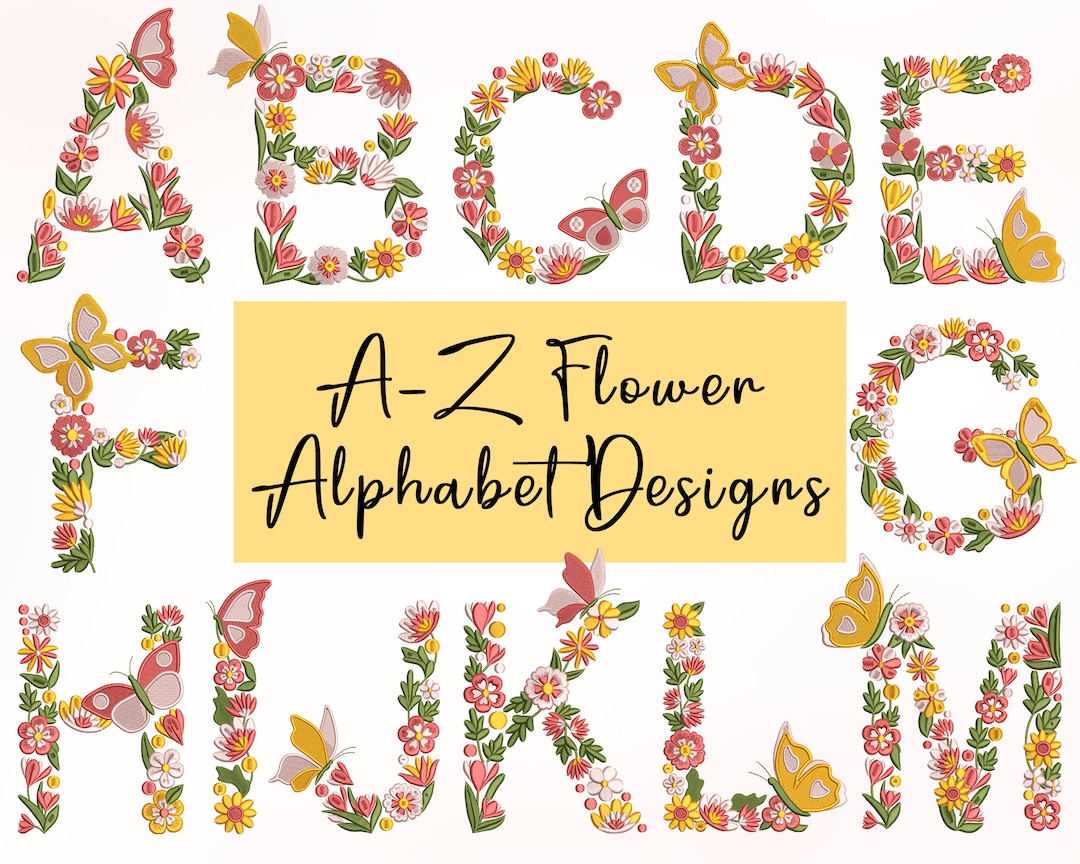 Flower Alphabet Embroidery Designs, Machine Embroidery Designs ...