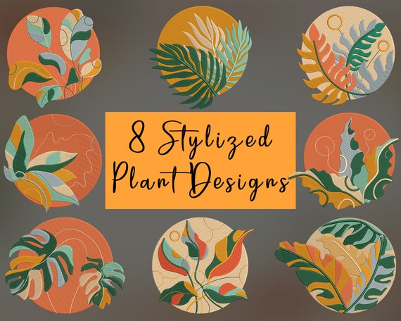 8 Stylized Plant Embroidery Designs Machine Embroidery - Etsy