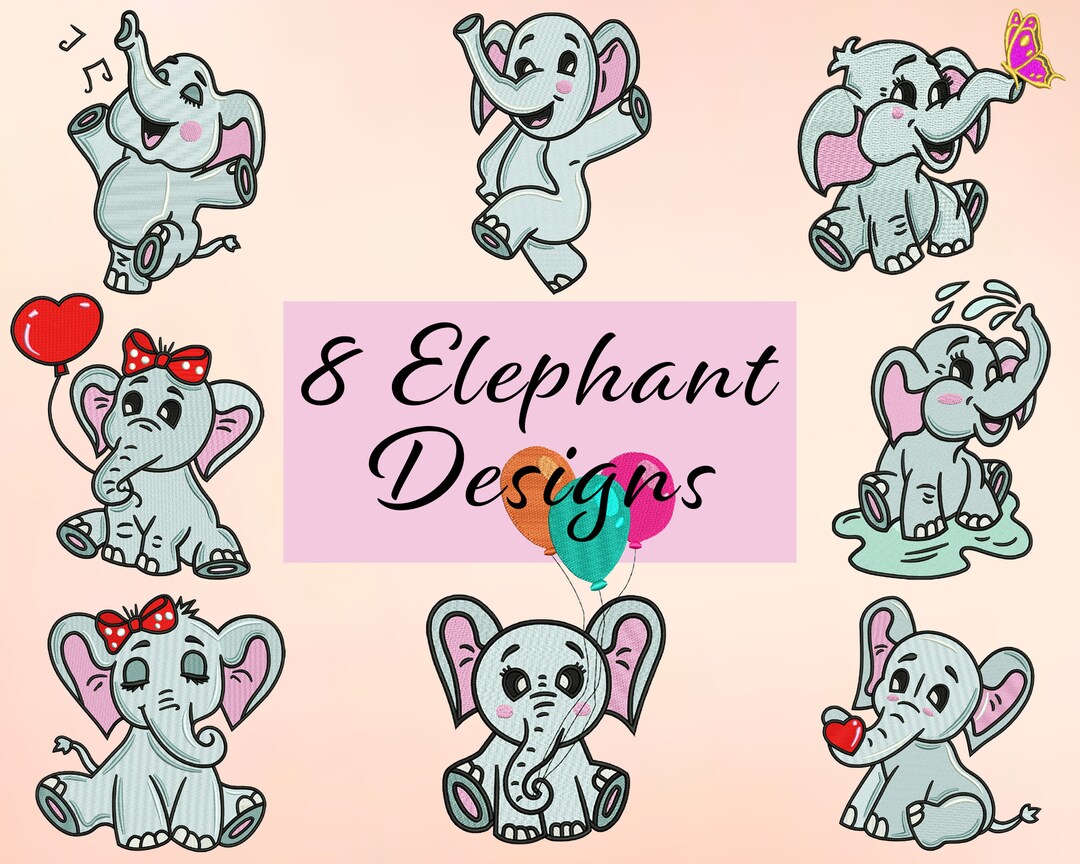 8 Elephant Embroidery Designs, Machine Embroidery Designs, Embroidery ...
