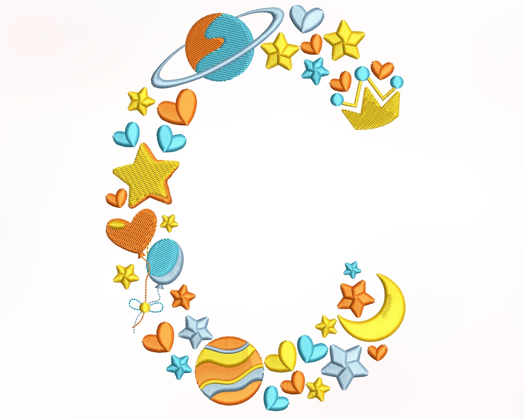 Flower Alphabet Letter C Embroidery Design, Machine Embroidery Design ...