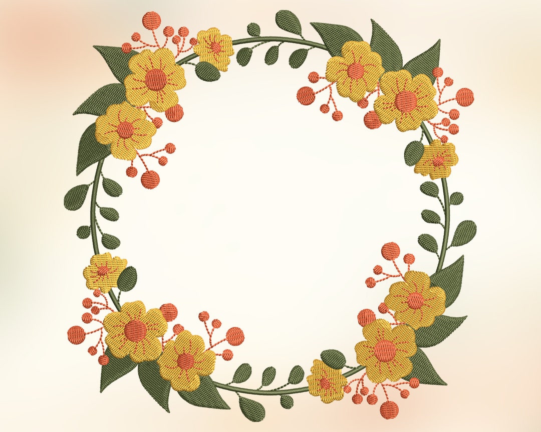 Flower Frame Embroidery Design, Machine Embroidery Design, Embroidery ...