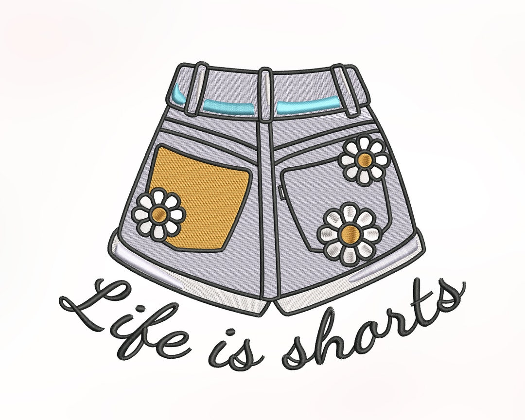 Floral Jean Shorts Embroidery Design, Machine Embroidery Design ...