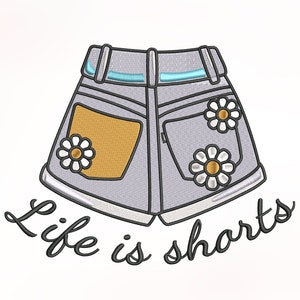 Floral Jean Shorts Embroidery Design, Machine Embroidery Design ...