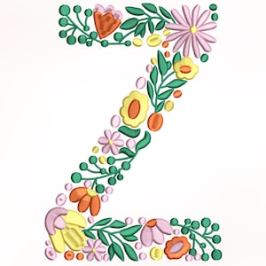 Flower Alphabet Letter Z Embroidery Design, Machine Embroidery Design ...