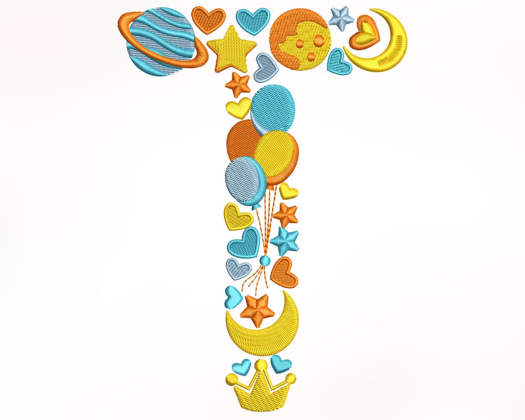 Flower Alphabet Letter T Embroidery Design, Machine Embroidery Design ...