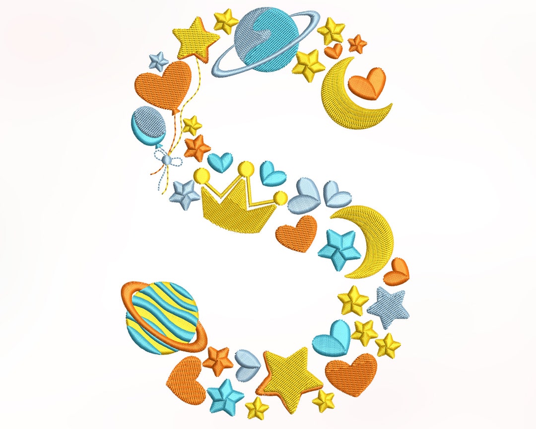 Flower Alphabet Letter S Embroidery Design, Machine Embroidery Design ...
