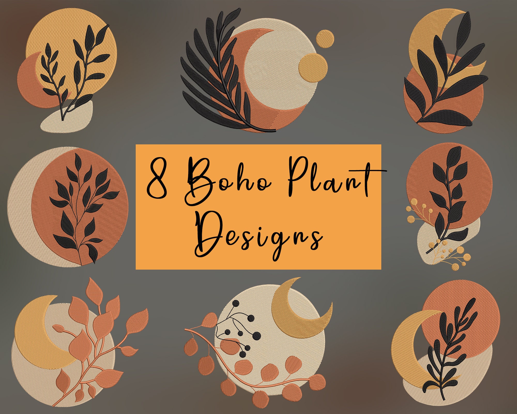 8 Boho Plant Embroidery Designs Machine Embroidery Designs - Etsy