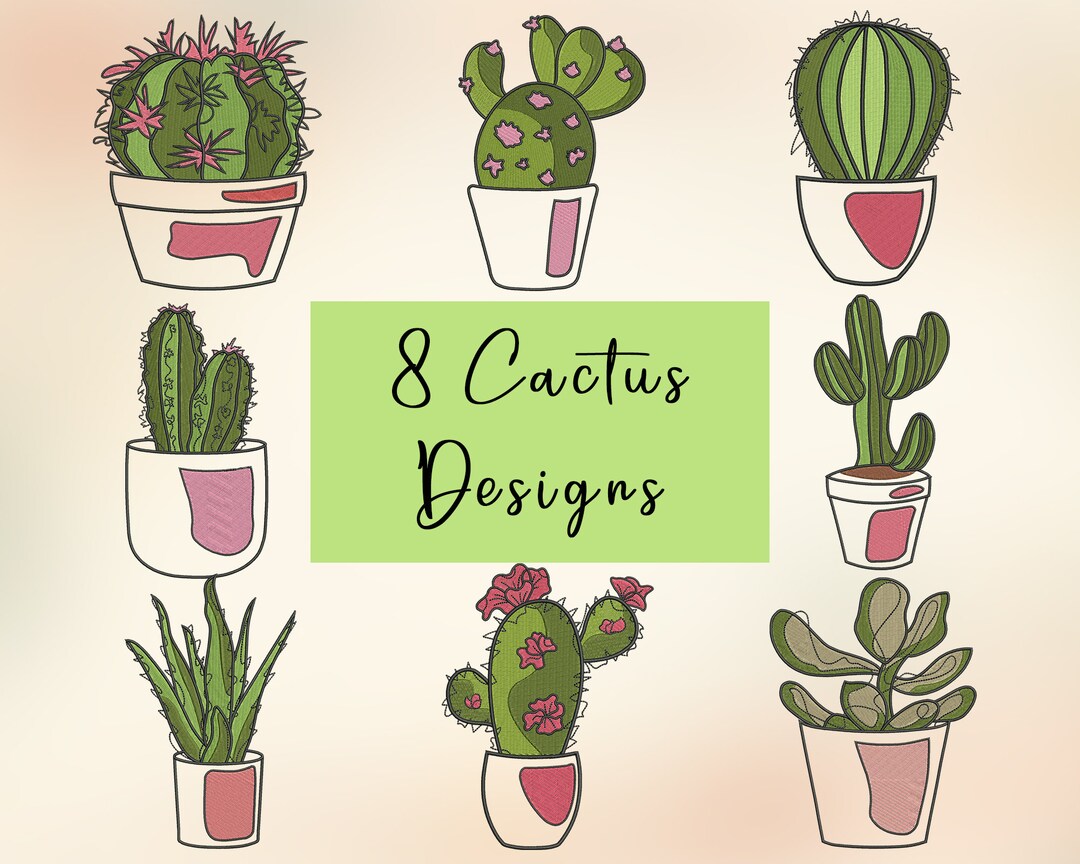 8 Cactus Embroidery Designs, Machine Embroidery Designs, Embroidery ...