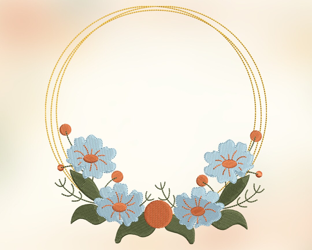 Flower Frame Embroidery Design, Machine Embroidery Design, Embroidery ...