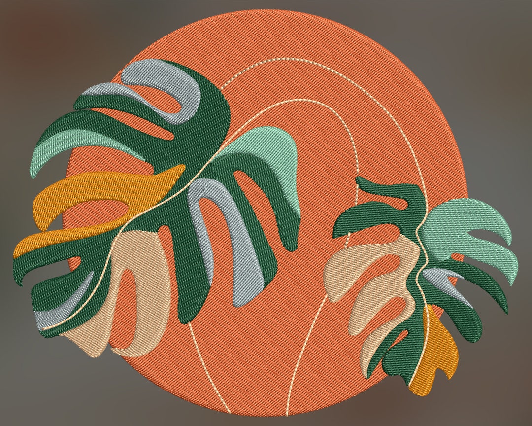 Stylized Plant Embroidery Design, Machine Embroidery Design, Embroidery ...
