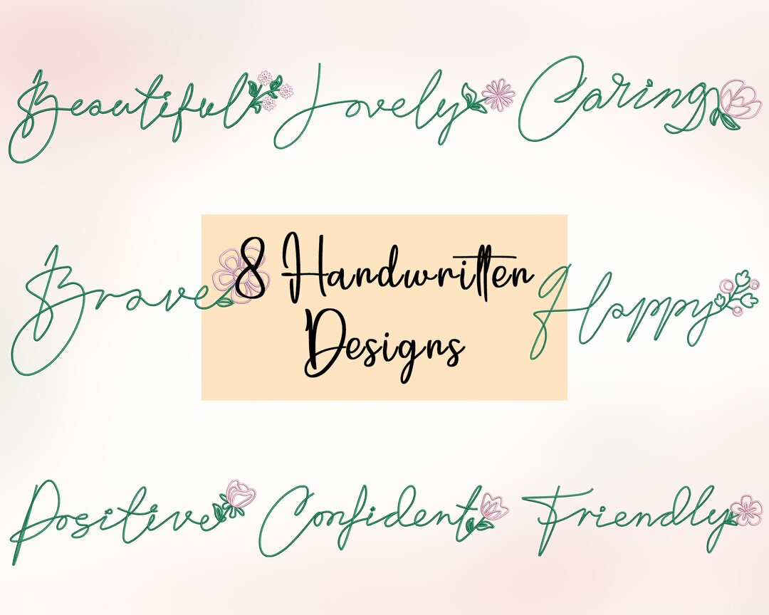 8 Handwritten Font Embroidery Designs, Machine Embroidery Designs ...