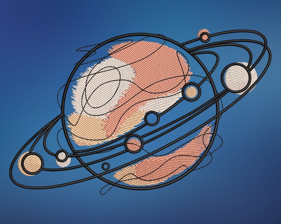 Stylized Planet Embroidery Design Machine Embroidery Design - Etsy