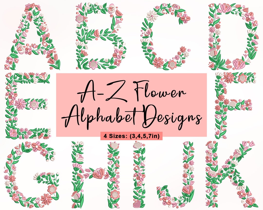 6 Sets of A-Z Alphabet Embroidery Designs, Machine Embroidery Designs ...