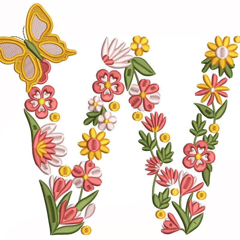 Letter W Embroidery - Etsy