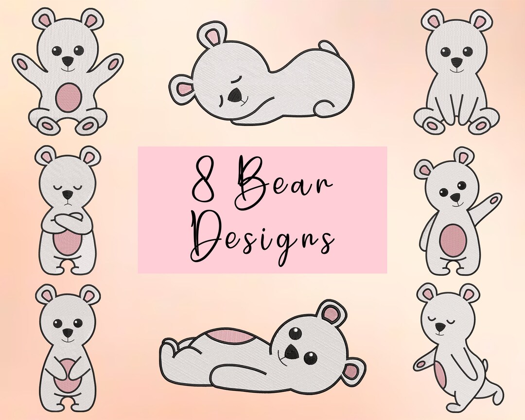 8 Bear Embroidery Designs, Machine Embroidery Designs, Embroidery ...