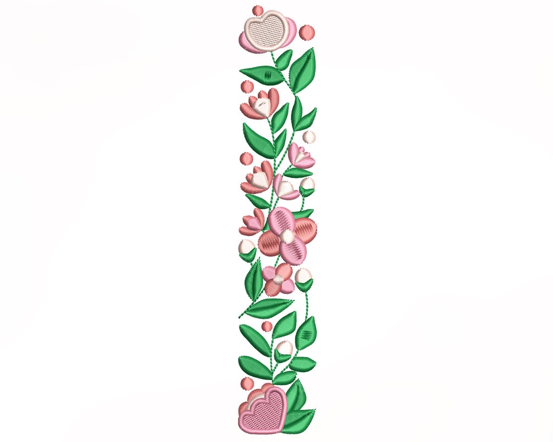 Flower Alphabet Letter I Embroidery Design, Machine Embroidery Design ...