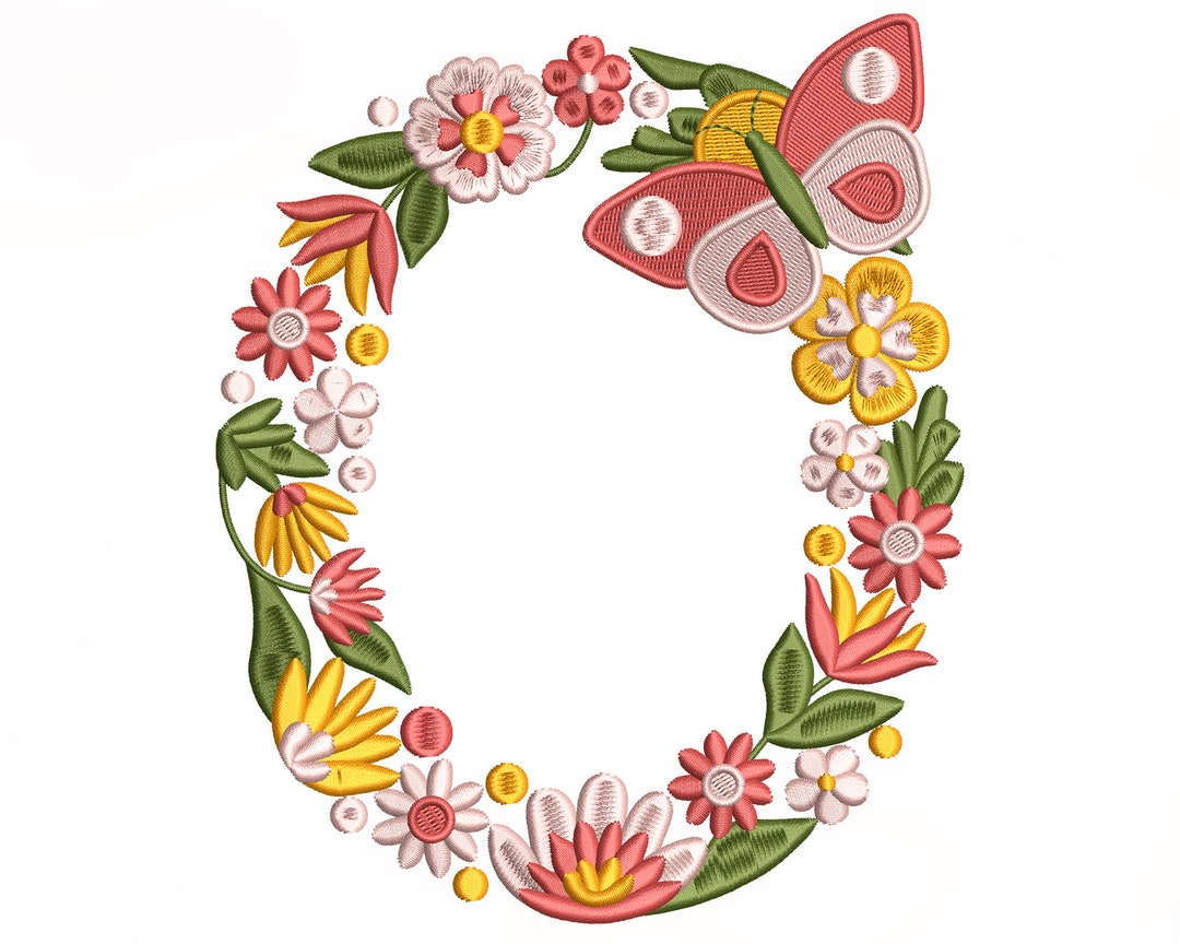 Flower Alphabet Letter O Embroidery Design, Machine Embroidery Design ...