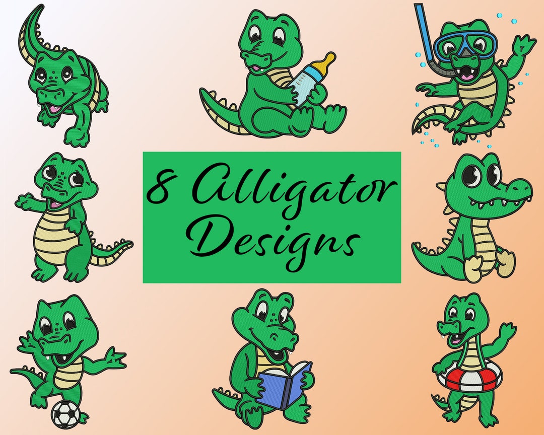 8 Alligator Embroidery Designs, Machine Embroidery Designs, Embroidery ...