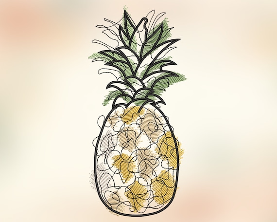 Stylized Pineapple Embroidery Design Machine Embroidery - Etsy