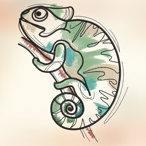 Chameleon Embroidery Design, Machine Embroidery Design, Embroidery ...